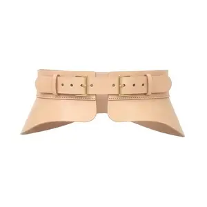 HAUTE CUIR Neutrals Nude Crescent Peplum Belt - Brown