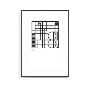 Curiosity Snug Numerology Series – Abstract Lines Number Eight Limited Edition Print - Black