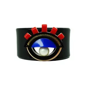 GISSA BICALHO Black / Blue / Red Handmade Acrylic Bracelet Eye Black - Black/blue/red