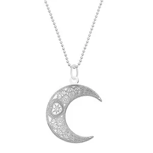 CARTERGORE Small Mandala Moon Pendant Necklace - Silver