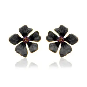 MILOU JEWELRY Wild Rose Flower Earrings Grey