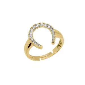SPERO LONDON Sterling Silver Horseshoe Equestrian Ring - Gold