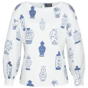 MARIANNA DÉRI Blue / White Blouse With Vase Print - Blue/white