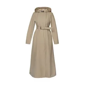 RAINSISTERS Neutrals Long Coat With Trapeze Cut In Beige: Classic Trench - Brown