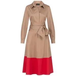 MARIANNA DÉRI Caramel-red Shirt Dress With Tie Belt - Brown/red