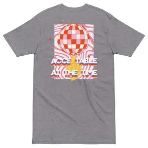 ANCHOR & CREW Heather Acceptable At The Time Disco! Heavy Cotton Embroidered T-shirt - Grey