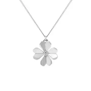 LEE RENEE Diamond Lucky Clover Necklace - Silver