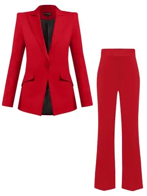 TIA DORRAINE Illusion Blazer & Trousers Set, Fierce - Red