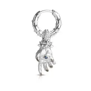KASUN LONDON Hand Of The Protector Earrings September Sapphire - Silver