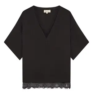 LITTLE LIES Roxy Lace Trim Satin Tee