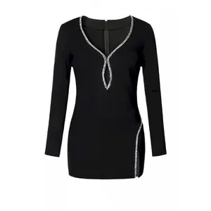 AGGI BY HALEWSKI Lily Mini Party Dress With Long Sleeves - Black