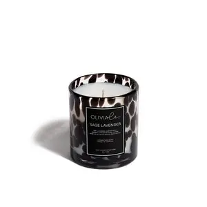 OLIVIA LE Sage Lavender Leopard Candle Small - Black