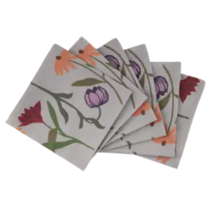 SOPHIE WILLIAMSON DESIGN Set Of Six Napkins In Large Bold Flower Print On Light - Grey