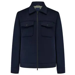GUARDS LONDON Steele Wool Blend Zip Front Short Jacket Navy - Blue