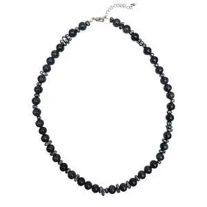 FARRA Obsidian With Hematite Necklace - Black