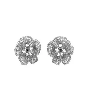 LAVISH BY TRICIA MILANEZE All Plumeria Handmade Post Earrings - Silver