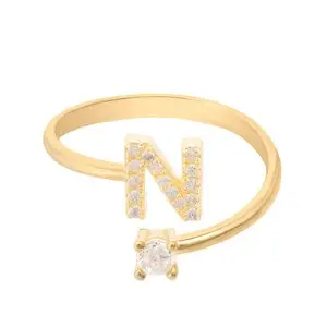 LATELITA Gold / White Initial Ring Gold N Gold/white