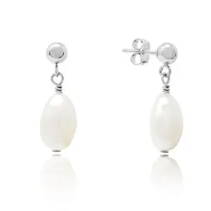 KIRI & BELLE Elodie Baroque Pearl Ball Stud Drop Sterling Earrings - Silver