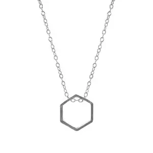 ANCHOR & CREW Lane Hexagonal Mini Geometric Necklace Pendant - Silver