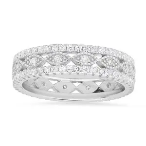 KYLIE HARPER Vintage Diamond Cz Eternity Band Ring In Sterling - Silver