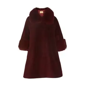SANTINNI Marilyn Wool Swing Coat In Rosso - Red