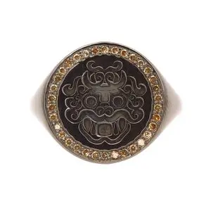 VICSTONENYC FINE JEWELRY Demon Hunters Tiger Signet Ring - Black
