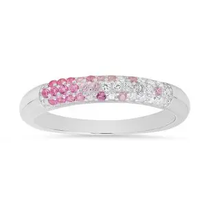 KYLIE HARPER Sterling Petite Pink Ombre Pave Band Ring - Silver