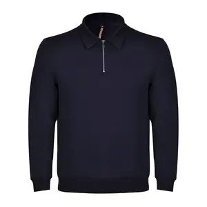 DAVID WEJ Enzo Cotton Zip Polo Navy - Blue