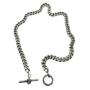 TG-JEWELLERY BY TAMARA GERVASIO Sterling Silver Skull T-bar Chain Necklace - Silver/black