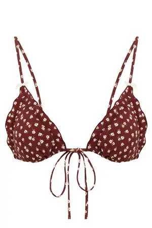 WILD LOVERS LONDON Velvet Martini Bikini Top - Red