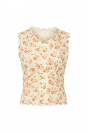MONTCE Cherry Sherbet Scalloped Vest - Red