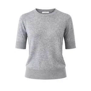 NUVV COLLECTION Short Sleeve Wool & Cashmere Blend Sweater - Grey