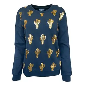 ANY OLD IRON Small Gold Sequin Cactus Sweatshirt - Black