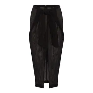 THE SUMMER EDIT Amy Crinkle Linen Skirt - Black