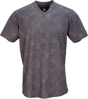 LORDS OF HARLECH Neutrals/ Maze Paisley Swirl V-neck Tee In Black - Black/grey