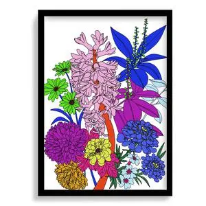 ABSURDE Colorful Flower Print Artwork - Black
