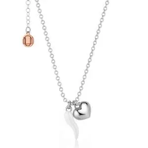 UNALOE Sterling Silver Cornicello And Heart Charm Necklace - Silver/white