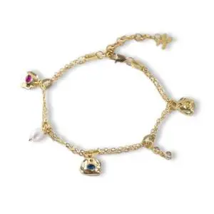 CLASSICHARMS Iris Gemstone Charm Anklet - Gold