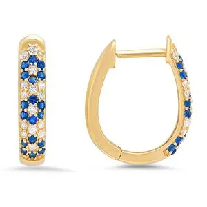 KYLIE HARPER Petite 15mm Sapphire Floral Hoop Earrings In Sterling - Silver