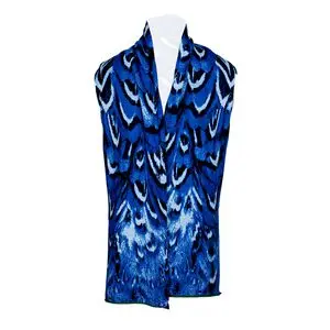 ESSIEN & EMRE Levem Merino Wool Knitted Pattern Scarf - Blue
