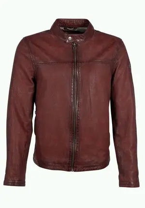 Mauritius Distressed Leather Jacket Hiet - Red