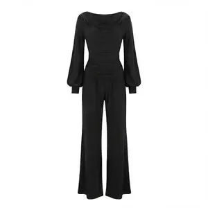 ATOM LABEL Indium Jumpsuit With Bell Sleeve - Black