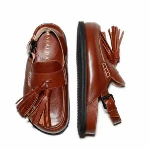 MAFALDA Zoe Slingback Tassel Clogs - Brown