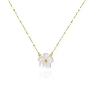 OLIVIA LE Flora Pearl Flower Necklace - Gold