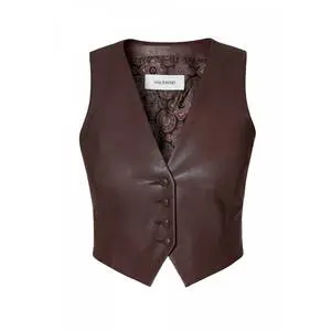 AGGI BY HALEWSKI Sylvia Chocolate Soft Vegan Leather Vest - Brown
