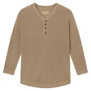 WESTON JON BOUCHER Harlow Bird's Eye Knit Slim Henley Taupe - Brown