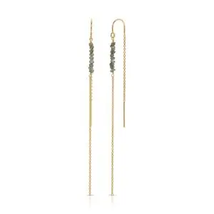 HEATHER HAWKINS Shine On Tiny Gemstone Threader Earrings Filled Raw Diamonds - Gold