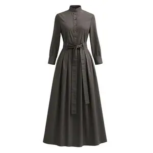 BEIRA Neutrals / Marina Dress Long Pleated Shirt Dress In Taupe - Brown