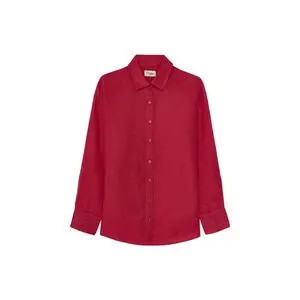 THISISU COLLECTION Sirena Open-back Linen Wavy Shirt - Red