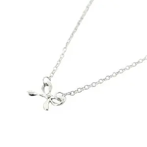 HARFI Tiny Small Bow Tie Ribbon Sterling Necklace - Silver